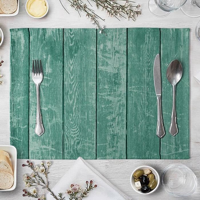 16-Tapis de Table Imitation bois, 40x30cm, napperon en lin ...