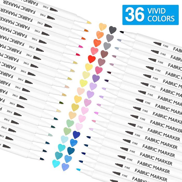36 Feutres Textiles, Bien Pigmenté, Marqueur Textile Permanent pour ...