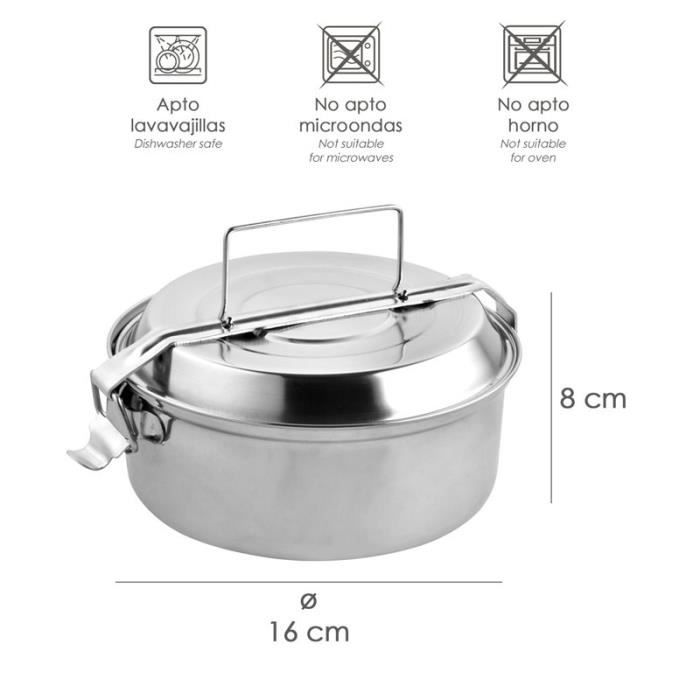 ORYX Lunch Box inox ronde Ø16 cm - Boîte à lunch métal 2 assiettes ...