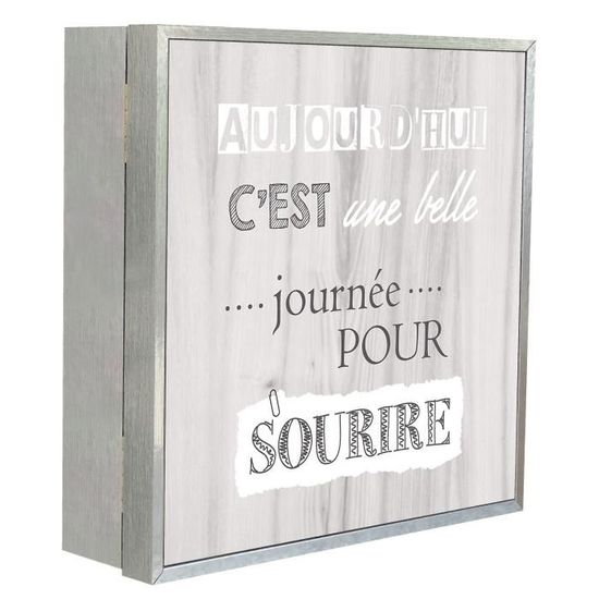 SOURIRE Boîte à clés 20x20 cm Gris - Cdiscount Maison