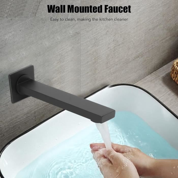 Robinet De Salle De Bain Noir Mat, Robinet Mural G1-2 Filetage Mâle En ...