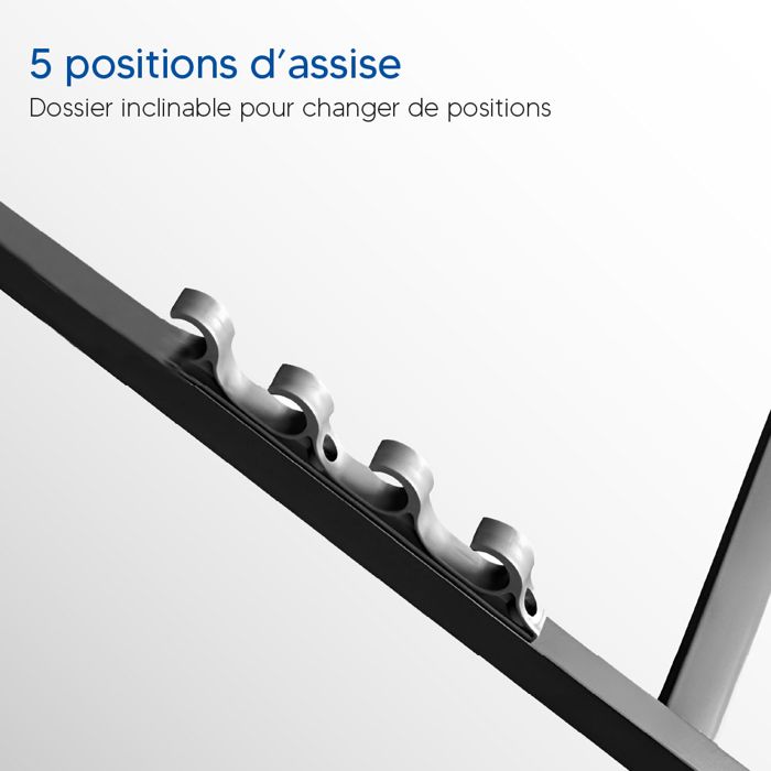 Chaise chilienne pliante 94x61 cm textilène anthracite – 5 positions ...
