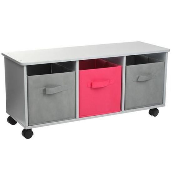 Meuble de rangement sur roulette 3 tiroirs Gris et - Cdiscount Maison