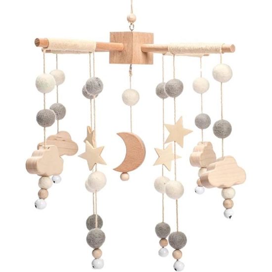 Mobile Bébé Carillons Avec Boules De Feutre Lune Planète Étoiles Mobile ...