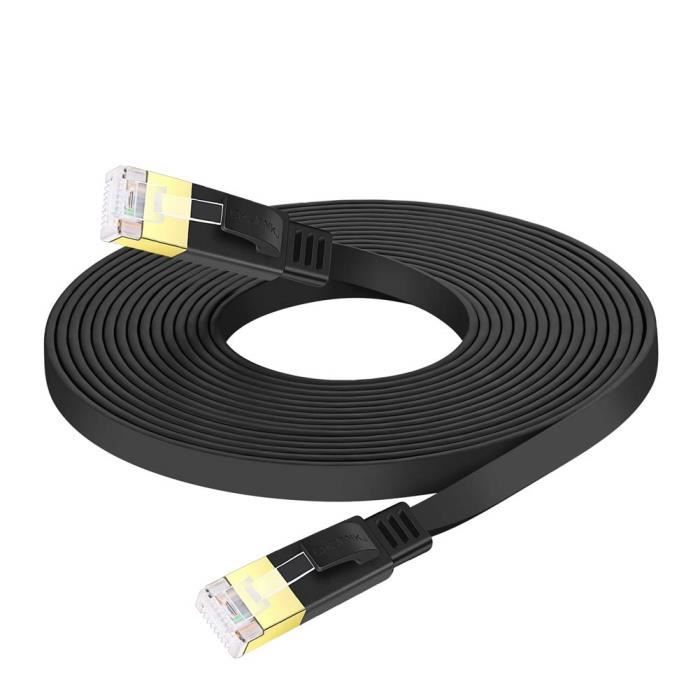 Cat 7 Plat Câble Ethernet, Plat Cable LAN Réseau RJ45 10Gbps 600MHz ...