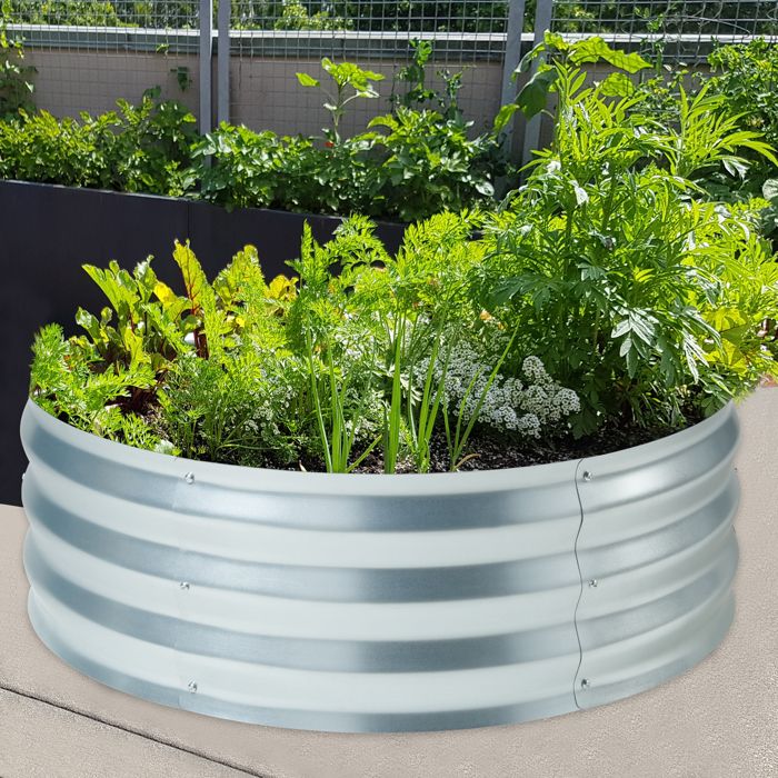Jardinière surélevée Andrano acier galvanisé 92 x 31 cm argent ...