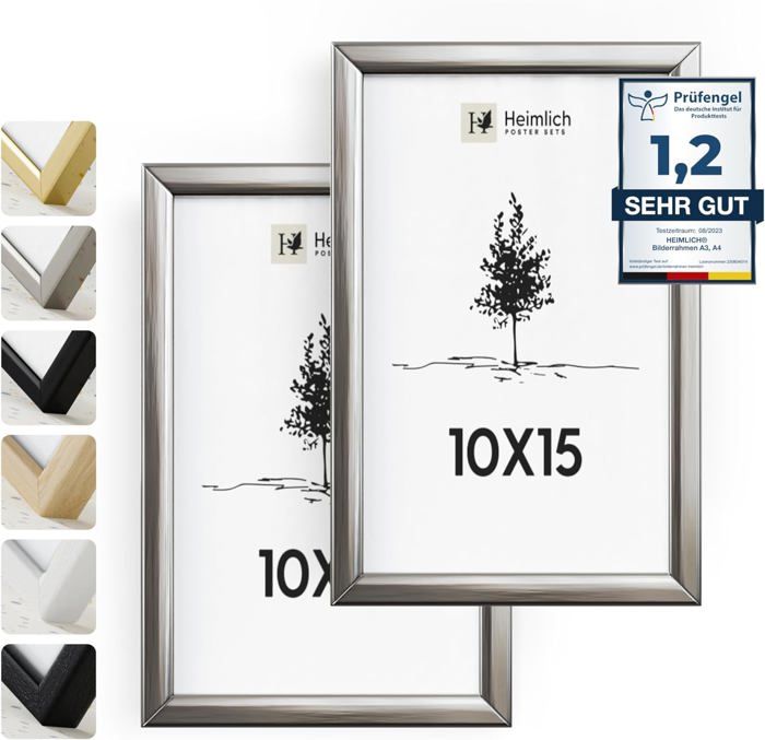 2x Cadre Photo 10x15 cm en Aluminium Argenté - Cadre 10x15 cm - Cadre à ...