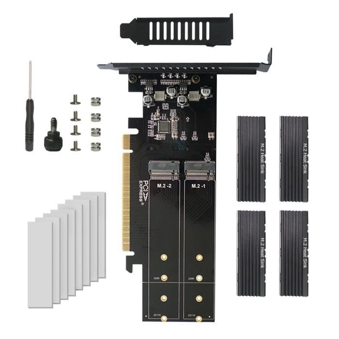 PCIE X16 4 Port NVME - Carte adaptateur PCIe X16 4 ports M2 NVME M Key ...
