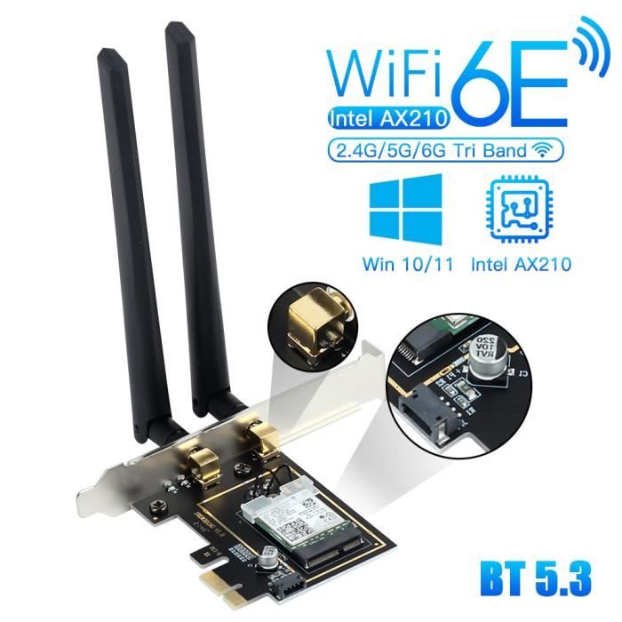 WiFi 6E PCE-AX210 - Adaptateur de carte réseau sans fil Intel AX210 6E ...