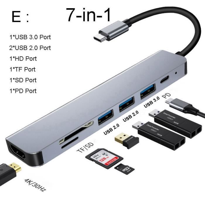 Modèle E Gris - Mobile USB C Hub vers HDMI compatible Rj45 VGA adaptateur OTG Thunderbolt 3 Dock ...