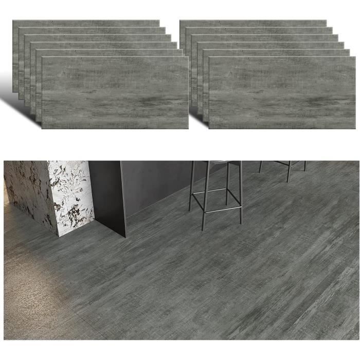 Dalle Pvc Adhesive Sol Gris Vintage Autocollant De Sol Auto-Adhésif ...