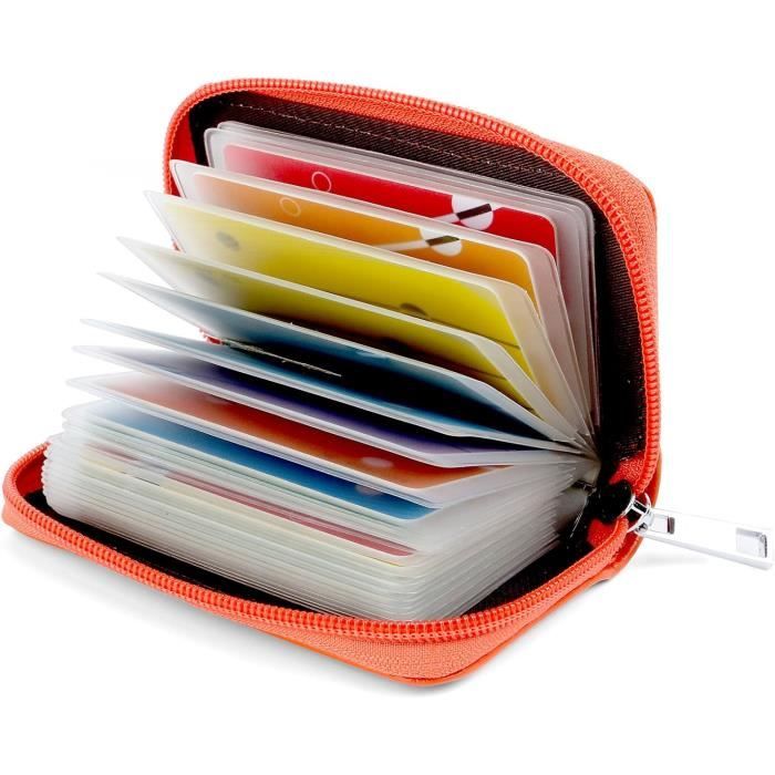 Porte Cartes De Crédit Femme Homme Cuir 26 Fentes[n274] Orange ...