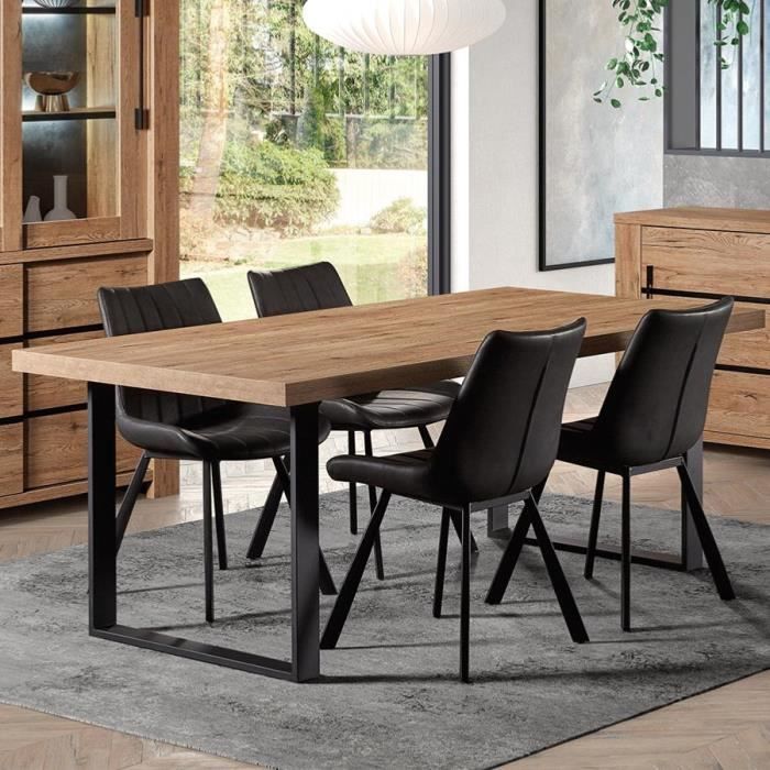 Table 230 cm couleur chêne doré et métal OTTOWA Marron L 200 x P 100 x ...