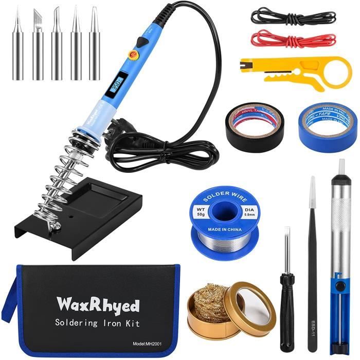 HFIENT-Fer à Souder 18 in 1 ,Kit de Soudure 80W digital LCD avec Température Réglable 200-450°C ...