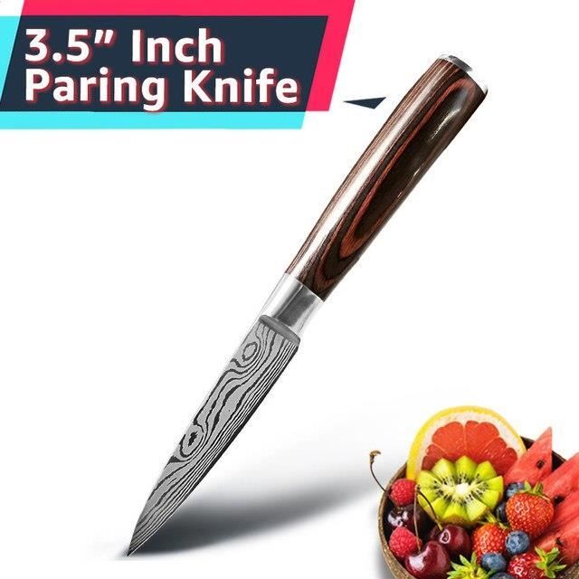 (3.5inch Paring knife)Ensemble de couteaux de cuisine, 7CR17 440C ...