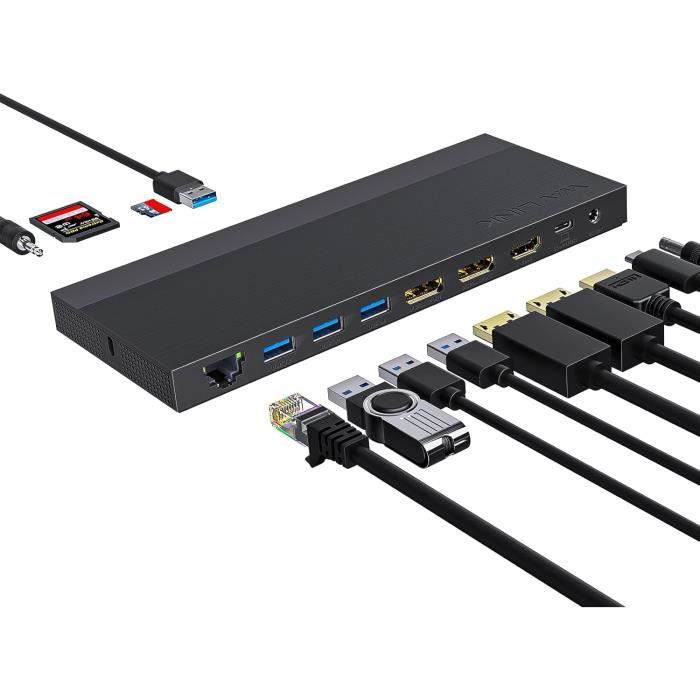 USB C Station d'amarrage, 13 en 1 Triple Display Ordinateur Portable pour M1 - M2 MacBook Pro ...