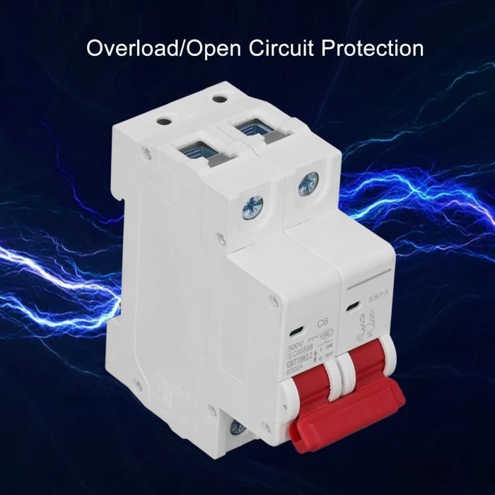 JIN-HURRISE Mini disjoncteur 2P Disjoncteur Miniature 2P 6000A capacité de rupture petit ...