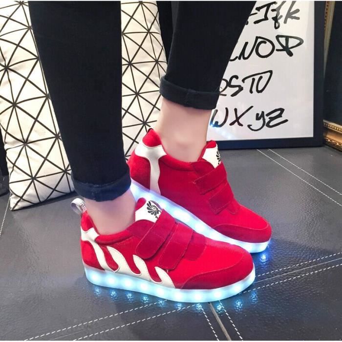 Chaussure de sports basket LED lumière clignotant USB charge pour femme ...