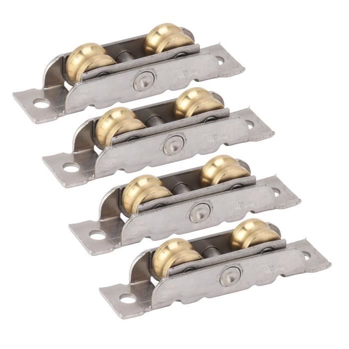 Qiilu Ensemble de 4 roulettes pour porte patio coulissante en acier ...