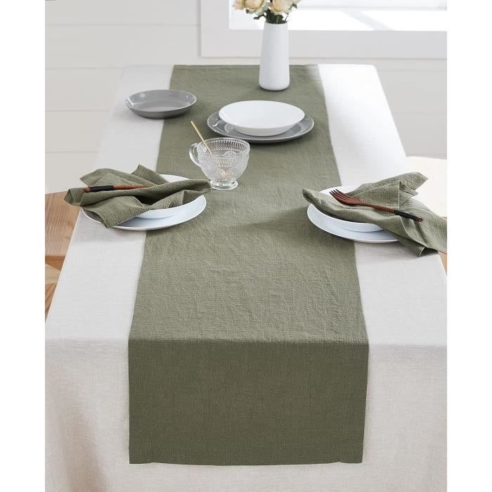 Chemin De Table En Lin 40 X 140 Cm Pour Table À Manger 55 % Lin ...