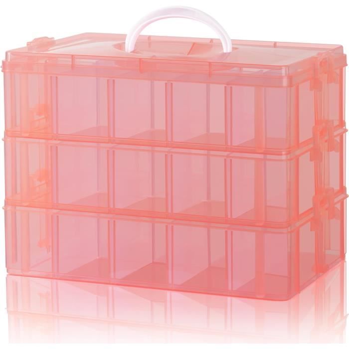Boite de Rangement a Compartiment Orange à 3 Étages - Rangement Couture ...