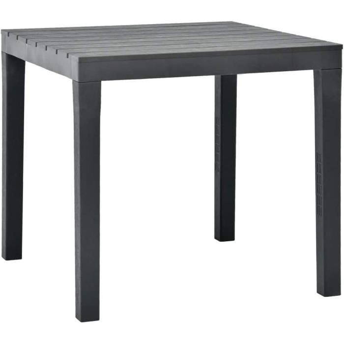 Tomaino - Table de jardin en plastique effet bois, table carrée moderne ...