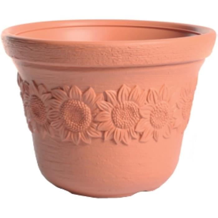Pot Sunny 8L, terre cuite, 46 cm[H873] - Cdiscount Jardin