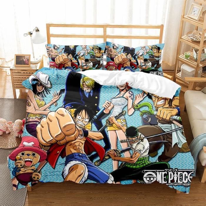 One Piece Luffy Animé 240 260cm Chopper Zoro Sanji Manga Parure De Lit