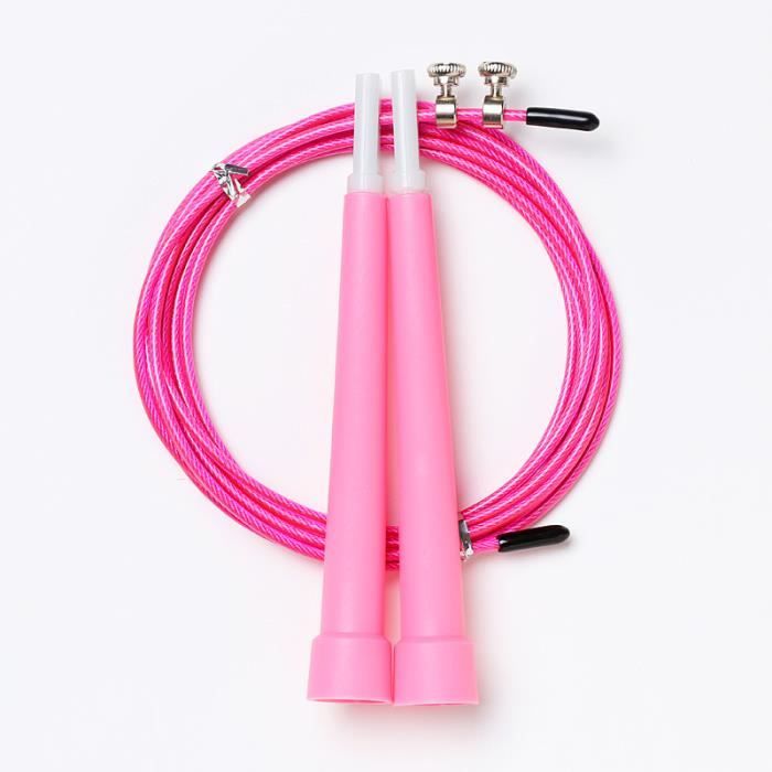 CORDE A SAUTER,Pink--Corde à sauter réglable en fil'acier, équipement ...