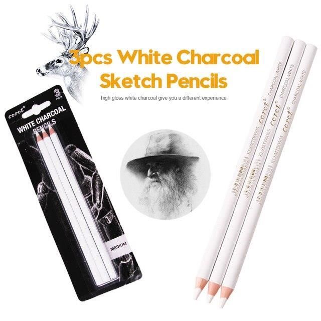 CRAYON GRAPHITE,--Crayon à charbon blanc pour croquis, 3 pièces ...