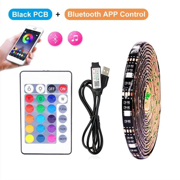 BANDE LED,Black PCB 24Key BT-Waterproof IP65-3M--Bande lumineuse LED RGB, SMD 5050, 5M-10M, 0.5 ...