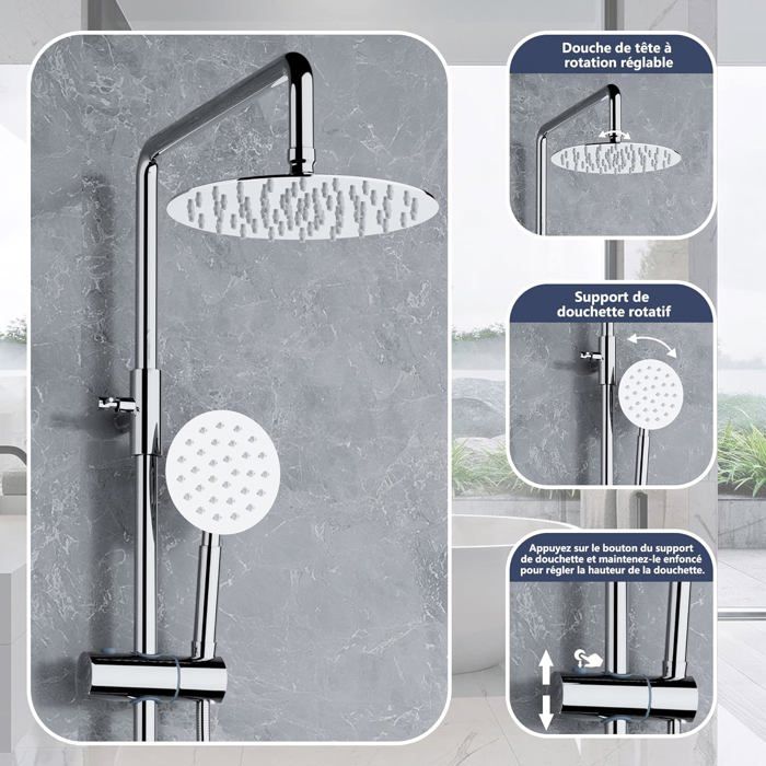 Colonne de Douche avec Supports de Douche Réglable en Hauteur - 50% d ...