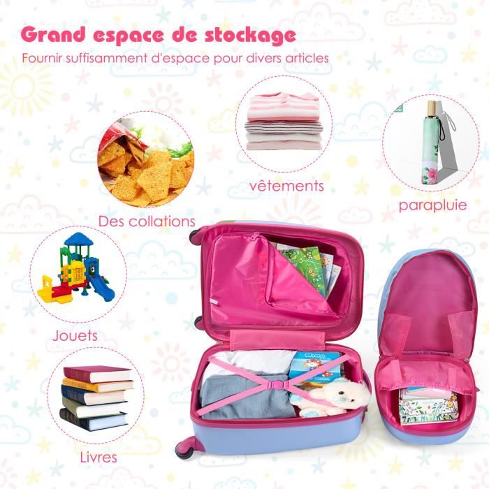 COSTWAY Valise Enfant 16''et Sac à dos 12'' pour Enfants Set Bagage ...