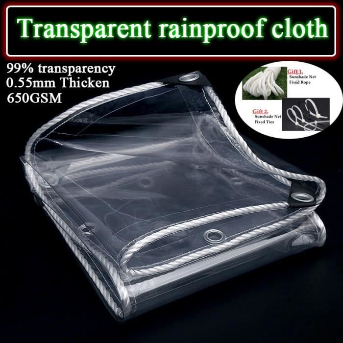 Couleur 1x1.5m Bâche PVC transparente pour balcon, fenêtre 0.55 ...