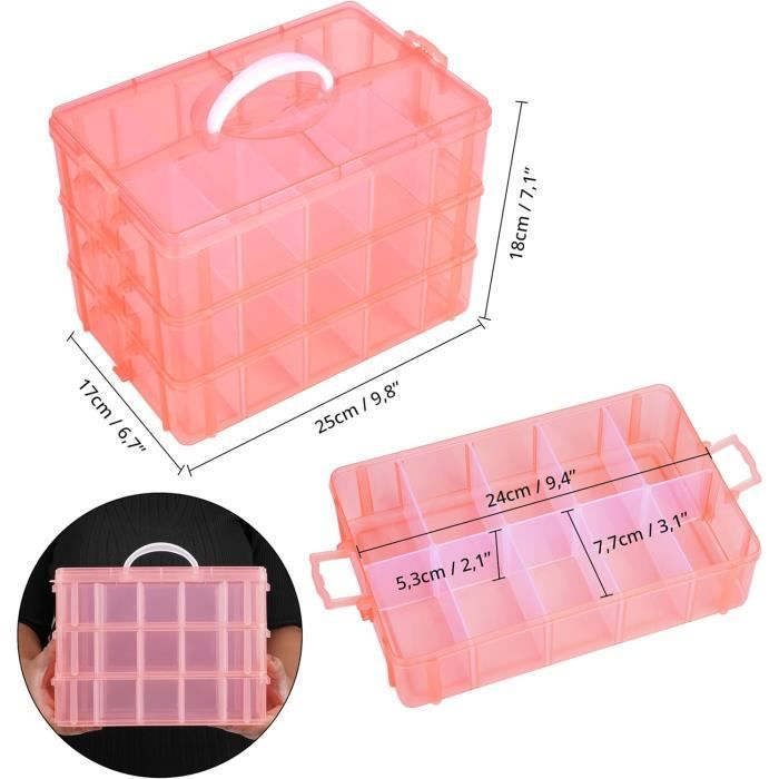 Boite de Rangement a Compartiment Orange à 3 Étages - Rangement Couture ...