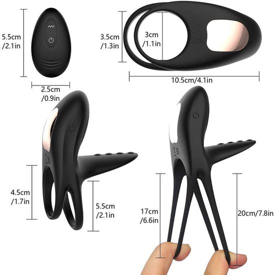 Nouveau sextoy amélioré en Silicone double anneau de pénis vibrateur-10 Modes de Vibration jouet ...