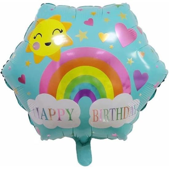 10 Pièces 18 Pouces Joyeux Anniversaire Ballons En Aluminium Hexagone Ballon D'Hélium Rond ...