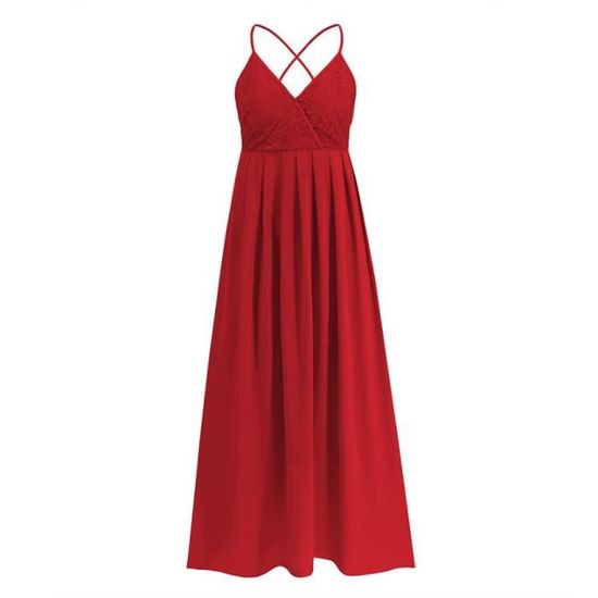 Robes de femmes Dentelle robe dos nu croisée robe aérienne Lq572-Rouge ...