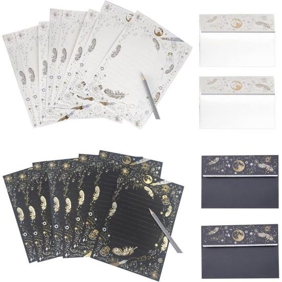 Tangger 20 Pcs Feuilles de Papier à Lettre avec enveloppes Papier a Lettres Enveloppe pour ...