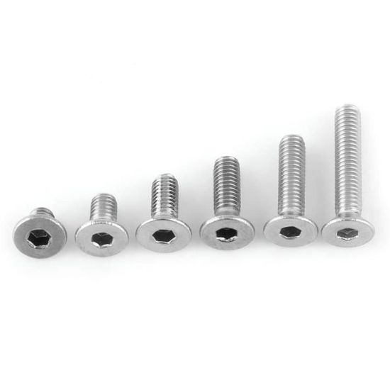 300pcs Boulon Vis Tête Fraisée Hexagonale en Acier inoxydable 304, avec Boîte de Rangement M3 x ...