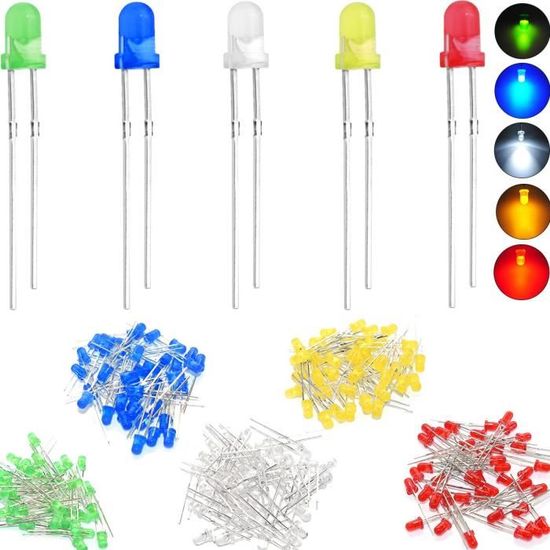 250Pcs Diode Led 3Mm Led Light Emitting Diode 2Pin Roundin-Line Led ...