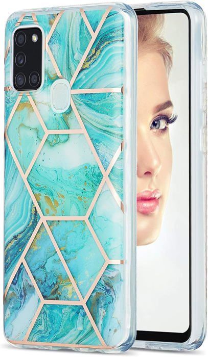 Coque Marbre pour Samsung Galaxy A21s Glitter Dos Rigide Dur PC TPU ...