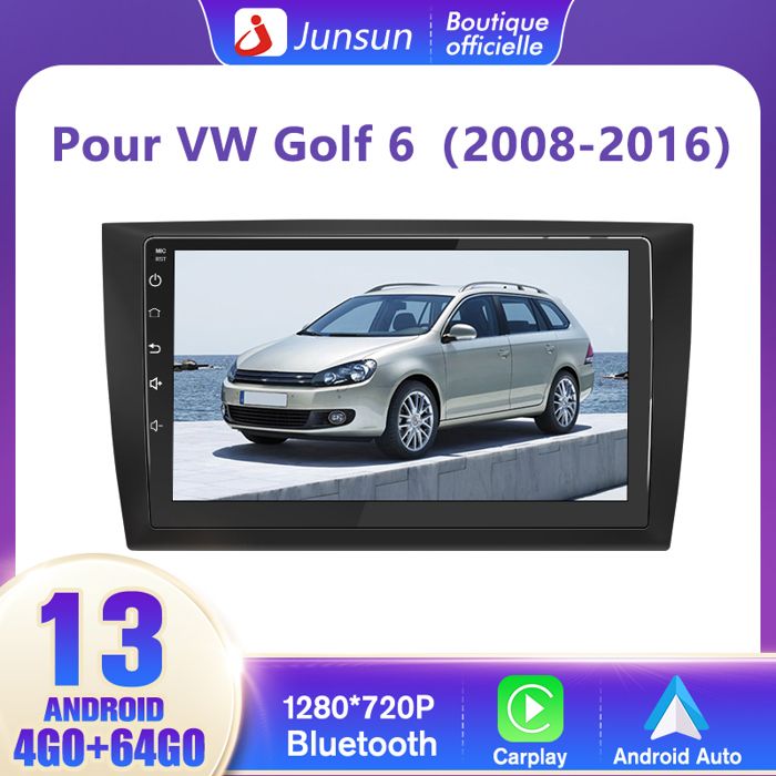 Junsun Autoradio Android 13 4Go+64Go pour VW Golf 6 (2008-2016) 9 ...