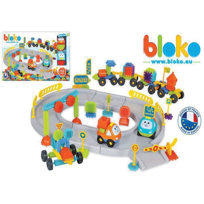 Coffret circuit de course auto avec 115 Bloko et 2 voitures de course ...