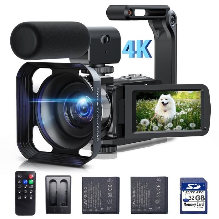 JEEMAK Caméscope 4K 42MP Caméra vidéo 3" écran rotatif 18X Zoom ...
