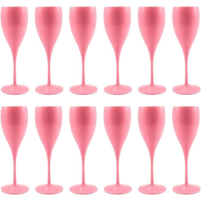 12 Pièces Verres À Vin Rose En Plastique Gobelet Tasses À Champagne En ...