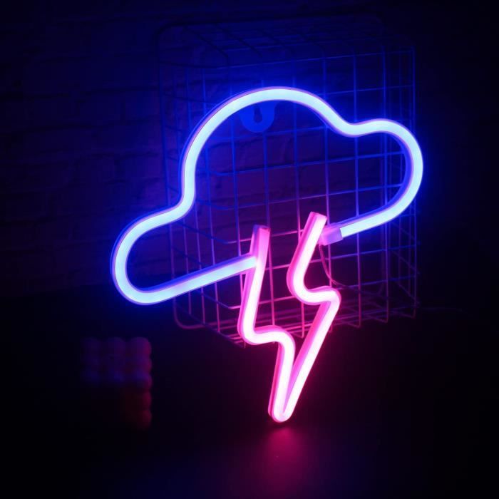 Éclair Nuage Enseigne au néon, Lightning Cloud Néon LED Applique murale ...