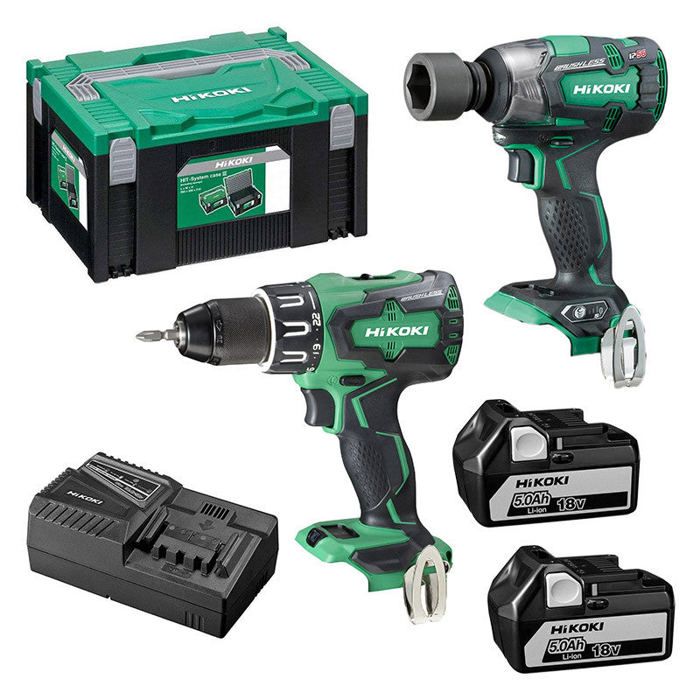 Pack électroportatif 2 machines 18 V (DS18DBSL + WR18DBDL2) + 2 batteries 5Ah + chargeur ...