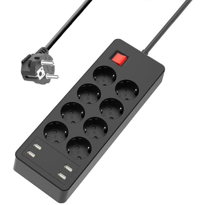 Multiprise USB,Multiprise 8 Prises (4000 W - 16 A) avec 4 USB,Power ...