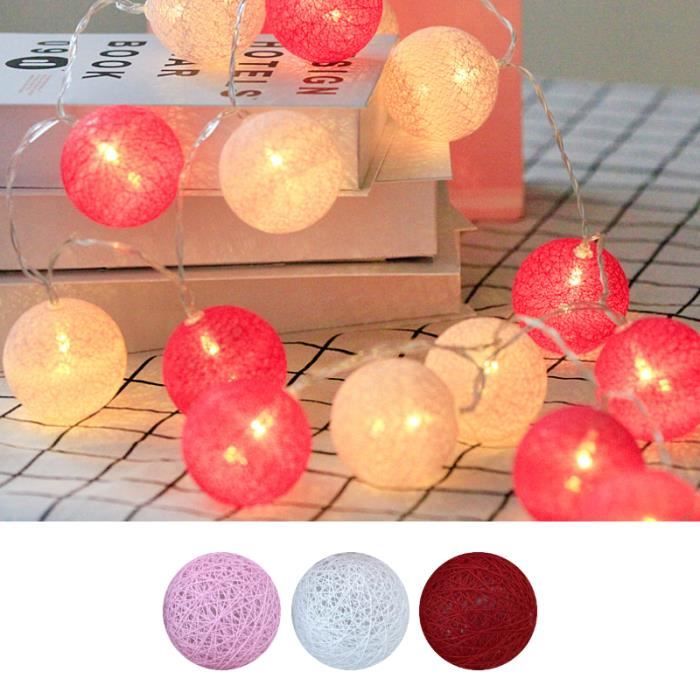 3M 20LEDs USB A23 Guirlande lumineuse LED en boule de coton, 3.5CM ...